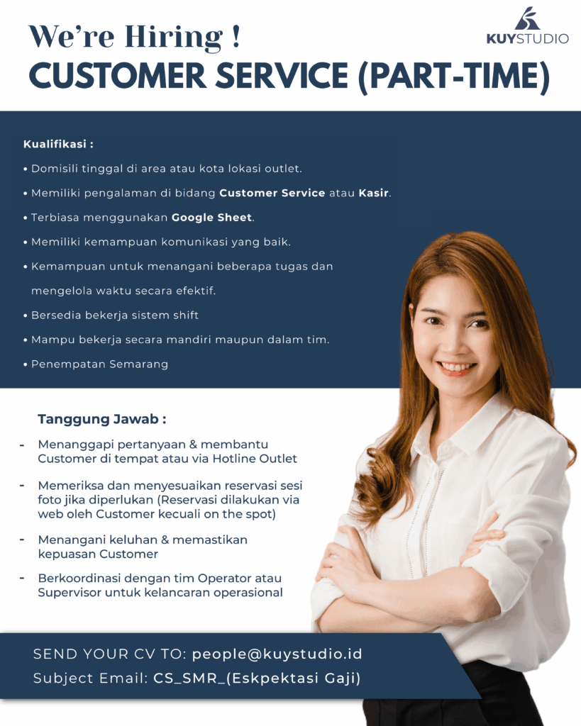 Lowongan Kerja Customer Service (Part Time) - Operator Studio (Part Time) di CV Skuy Indo Jaya ...