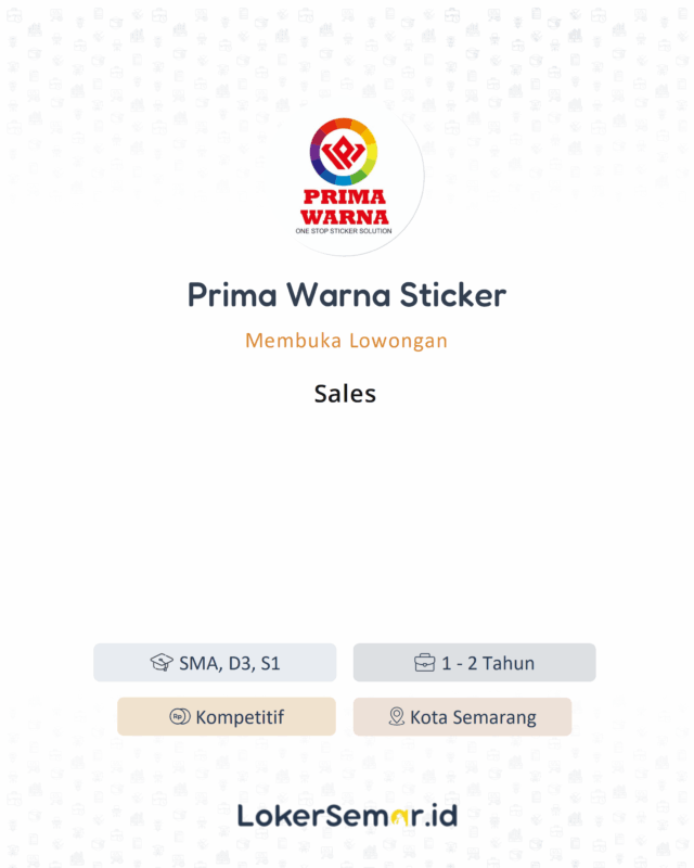 Lowongan Kerja Sales di Prima Warna Sticker - LokerSemar.id