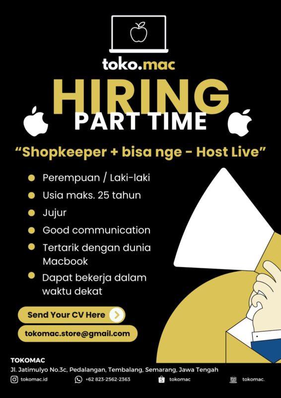Lowongan Kerja Shopkeeper + Host Live di Tokomac - LokerSemar.id