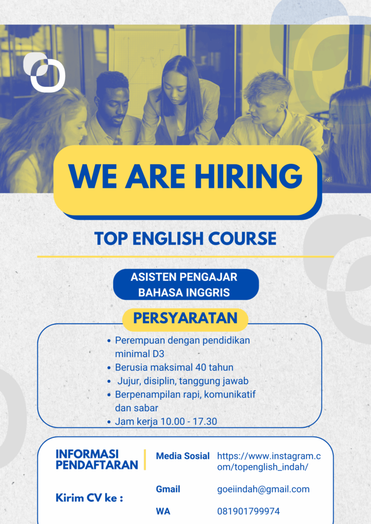 Lowongan Kerja Asisten Pengajar Bahasa Inggris di Top English ...