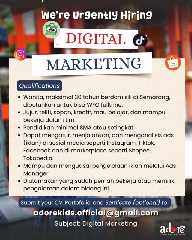 Lowongan Kerja Digital Marketing di Adore Kids Official - LokerSemar.id