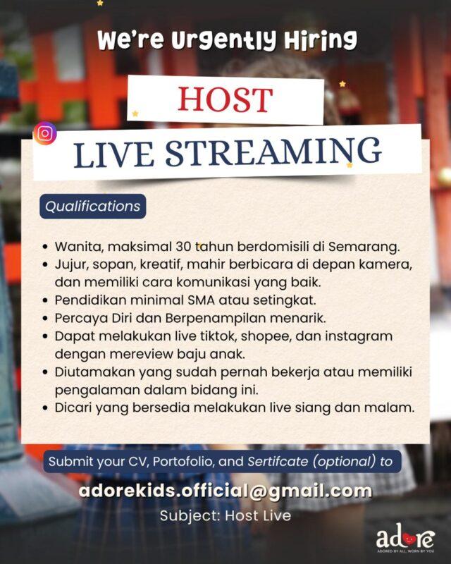 Lowongan Kerja Host Live Streaming di Adore Kids Official - LokerSemar.id