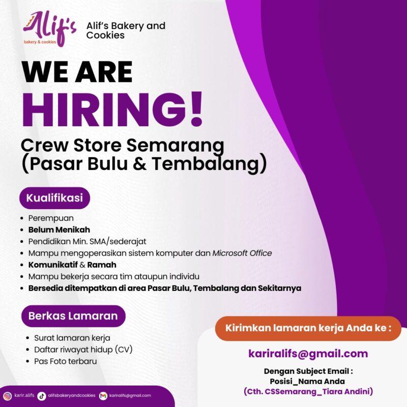 Lowongan Kerja Crew Store Semarang di Alifs Bakery and Cookies ...