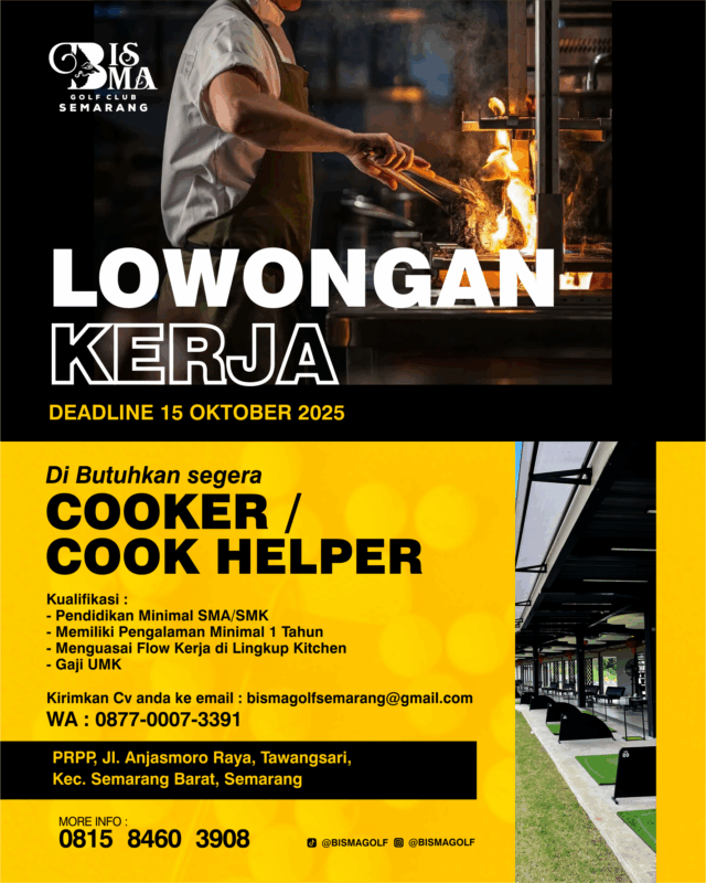 Lowongan Kerja Cooker/ Cook Helper di Bisma Golf Club Semarang ...