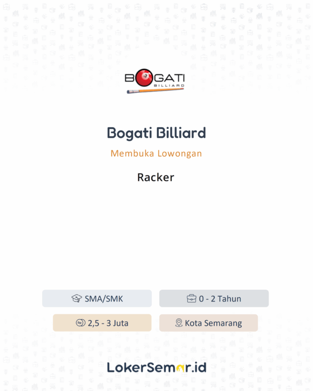 Lowongan Kerja Racker di Bogati Billiard - LokerSemar.id