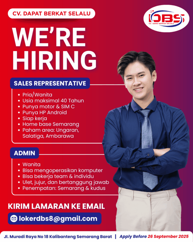 Lowongan Kerja Sales Representative - Admin di CV Dapat Berkat Selalu - LokerSemar.id