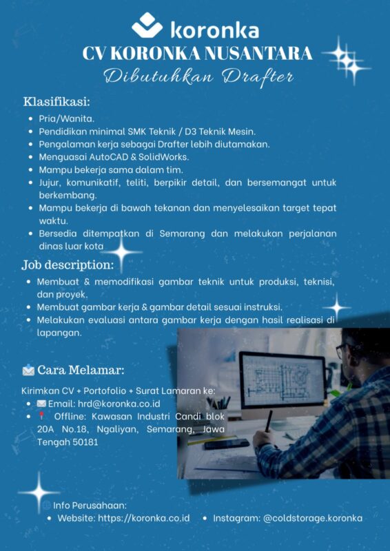 Lowongan Kerja Drafter di CV. Koronka Nusantara - LokerSemar.id