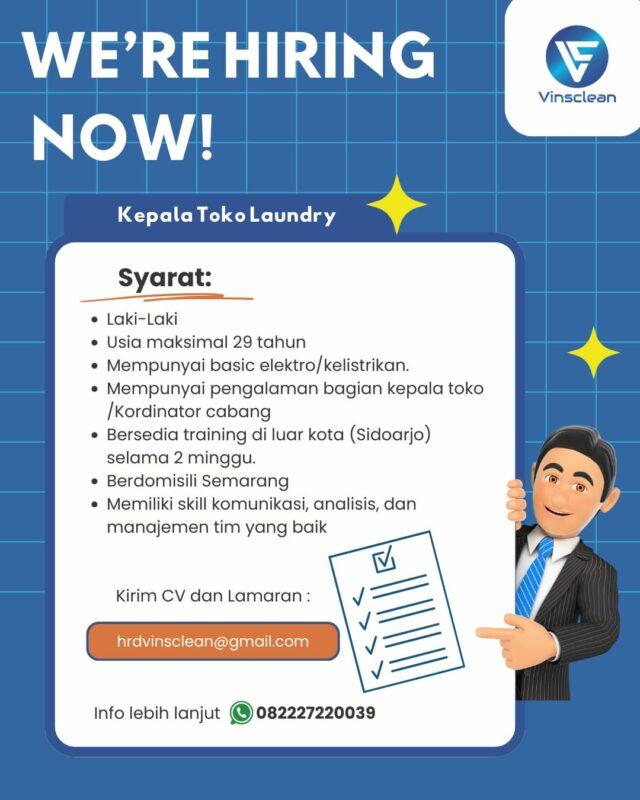 Lowongan Kerja Kepala Toko Laundry di CV. Vinsclean Indonesia ...