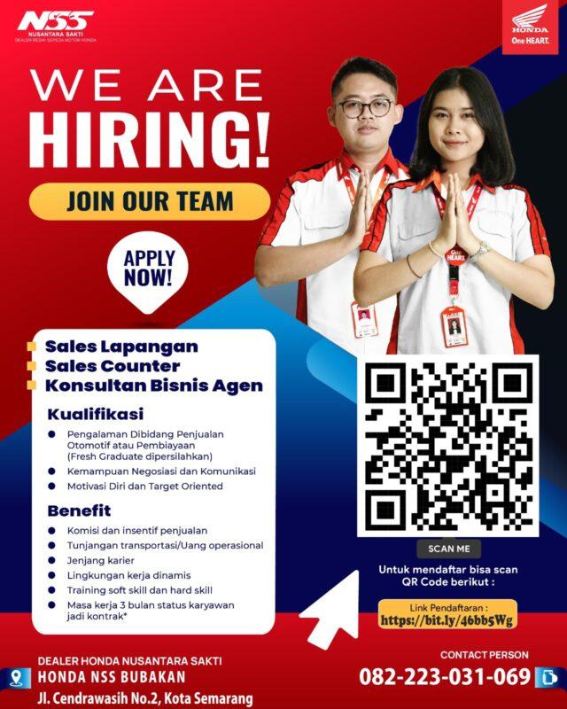 Lowongan Kerja Sales Lapangan - Sales Counter-Konsultan Bisnis Agen di Honda NSS Semarang ...