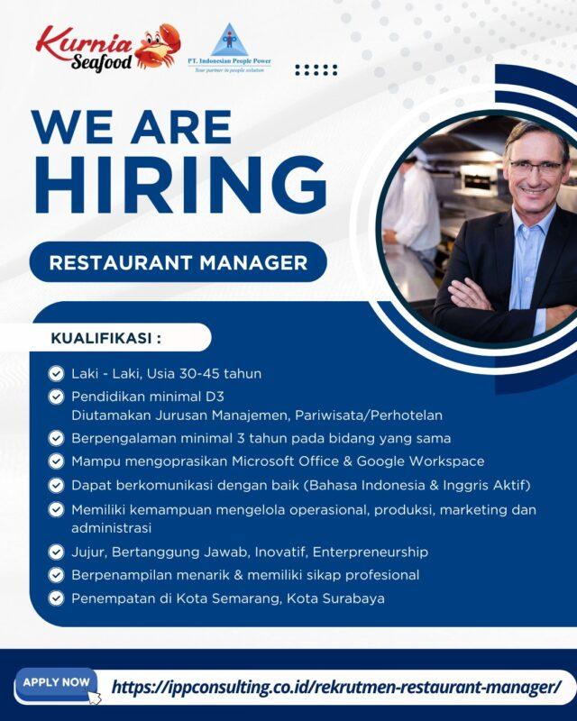 Lowongan Kerja Restaurant Manager di Kurnia Seafood Group - LokerSemar.id