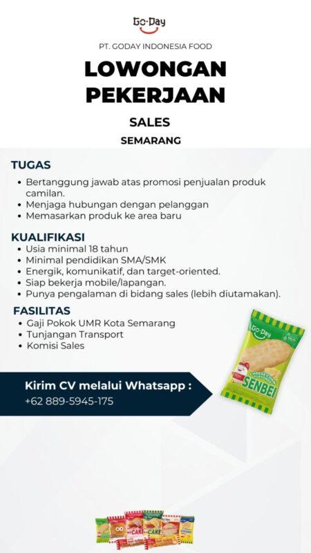 Lowongan Kerja Sales di PT. Goday Indonesia Food - LokerSemar.id