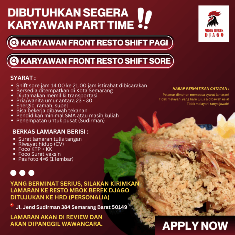 Lowongan Kerja Karyawan Front Resto Shift Pagi - Karyawan Front Resto ...