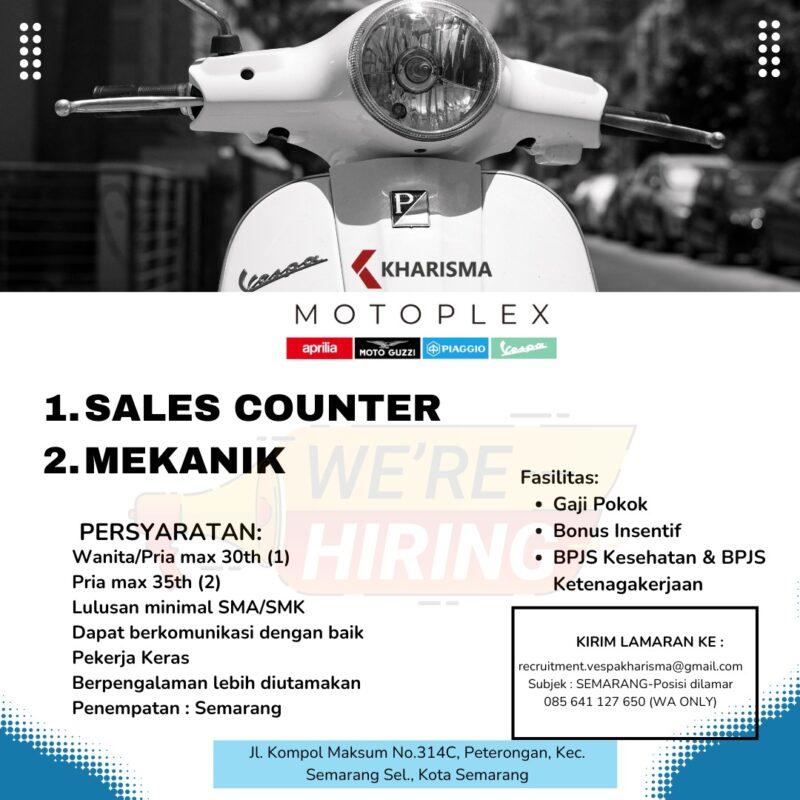 Lowongan Kerja Sales Counter - Mekanik di Vespa Piaggio Kharisma Motor - LokerSemar.id
