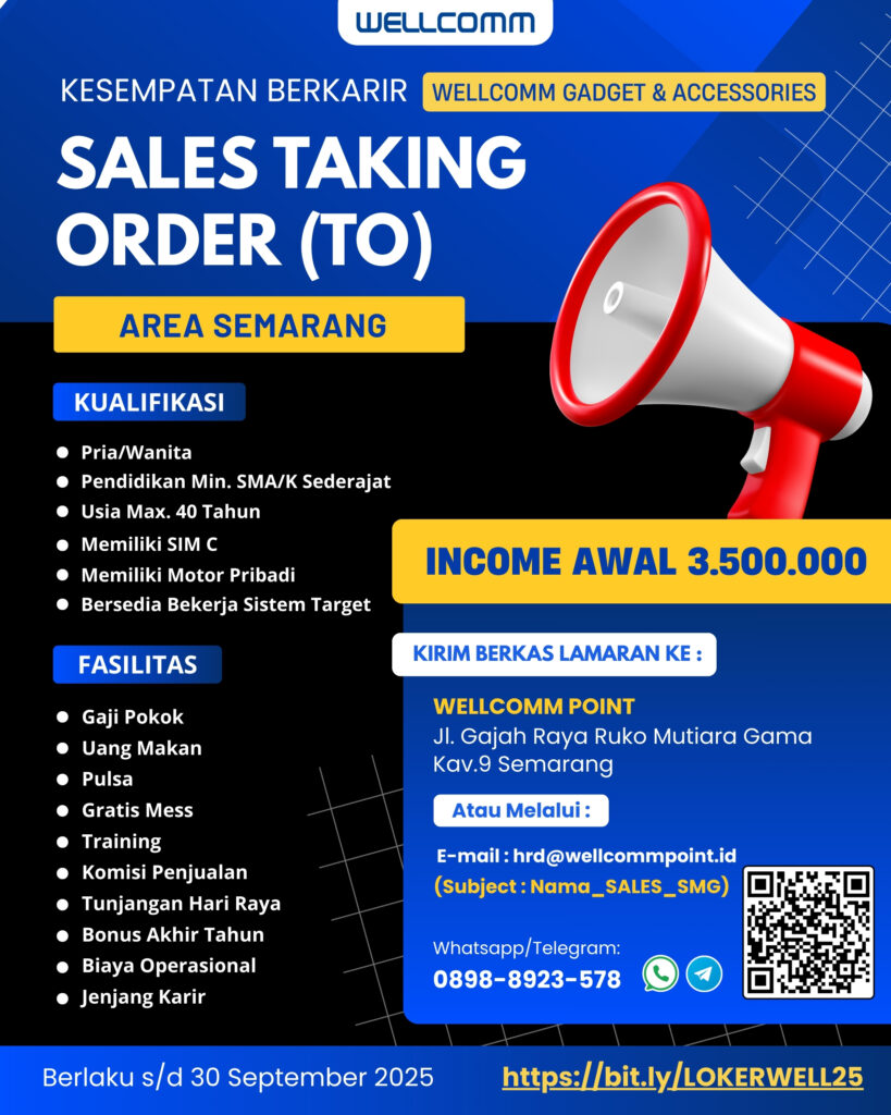 Lowongan Kerja Sales Taking Order (TO) di Wellcomm Point - LokerSemar.id
