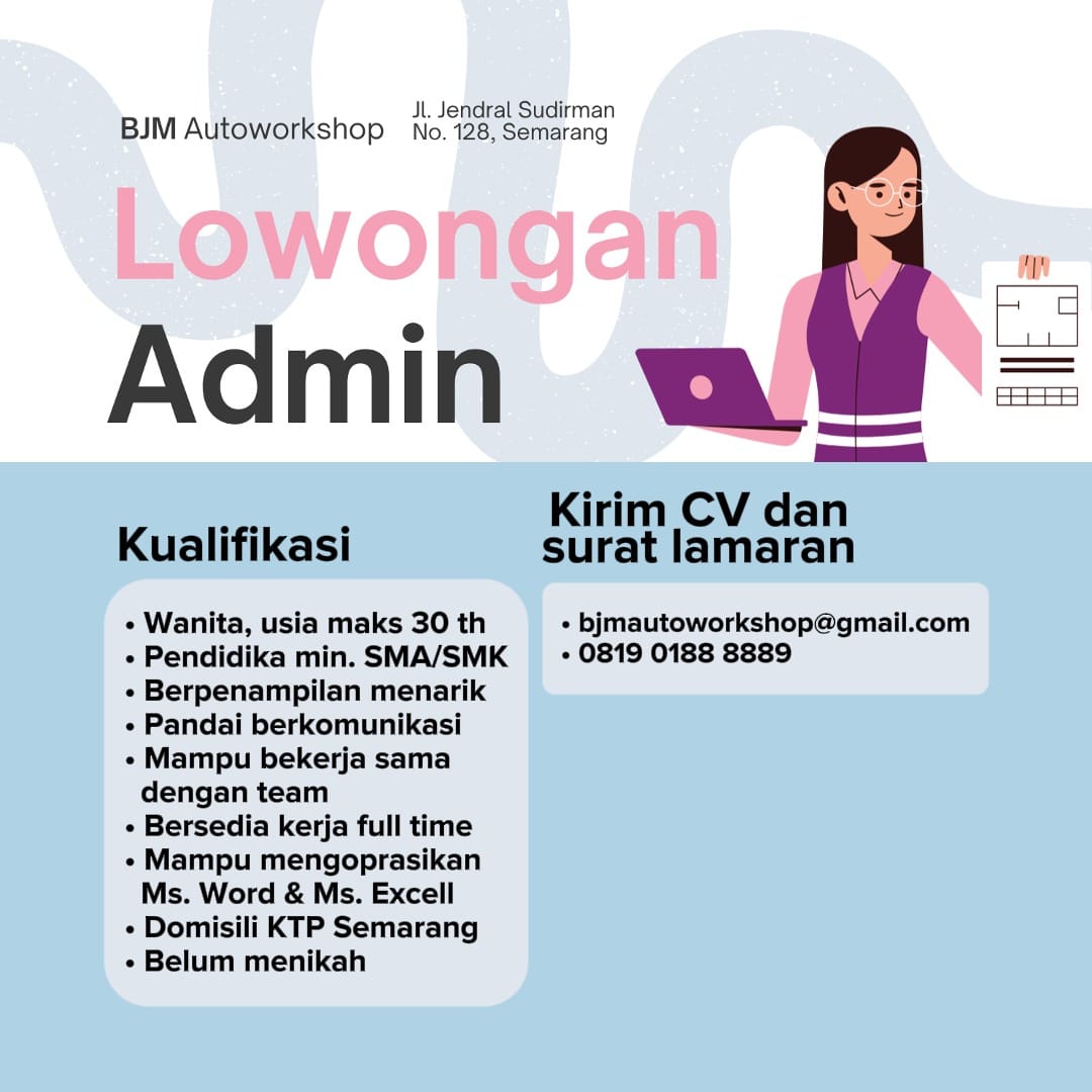 Lowongan Kerja Admin di BJM Autoworkshop - LokerSemar.id