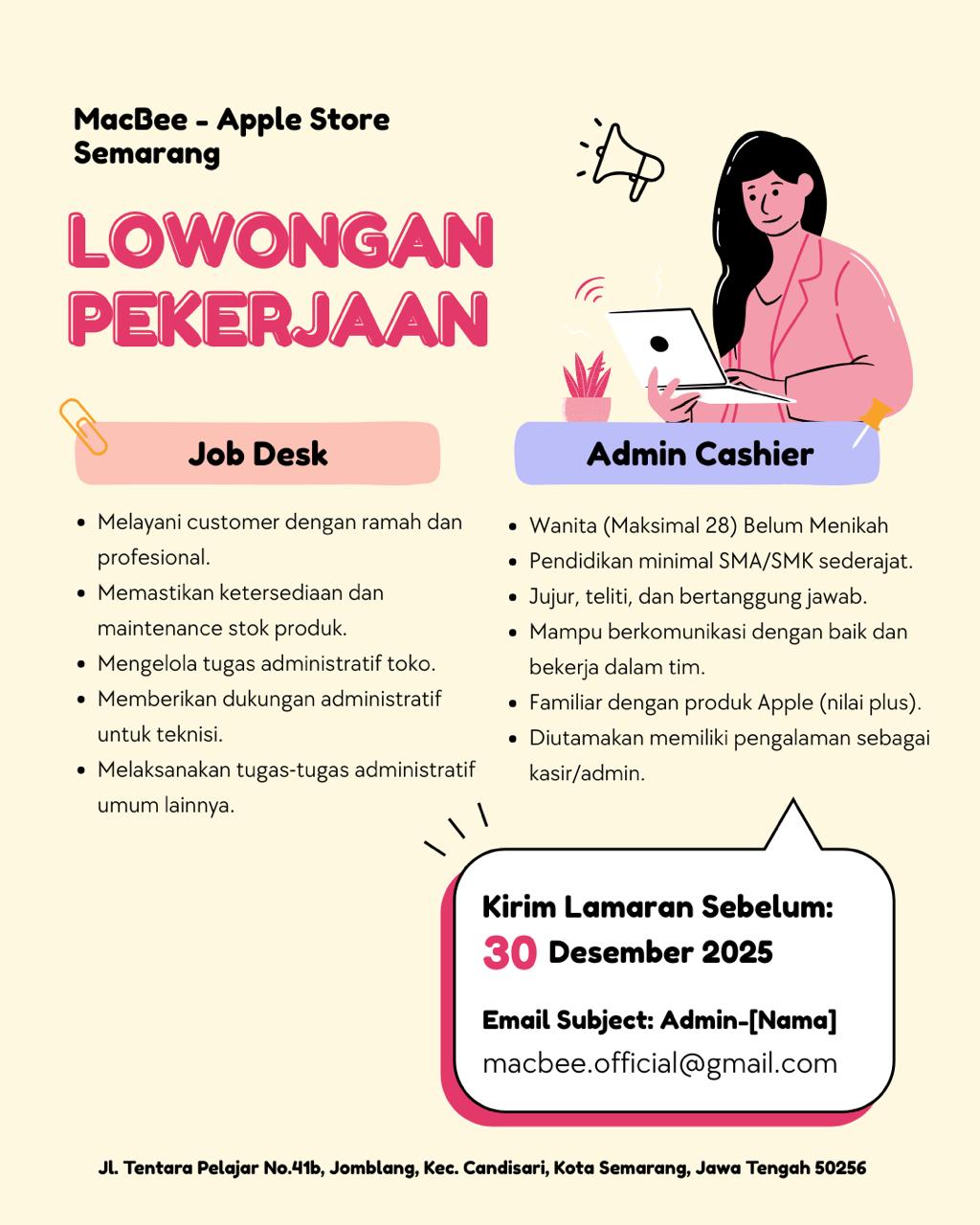 Lowongan Kerja Admin Cashier di MacBee (Apple Store & Repair ...
