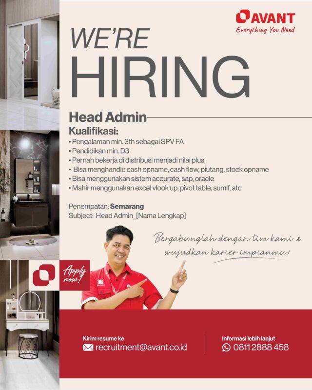 Lowongan Kerja Head Admin di PT. Baja Tirta Sentosa - LokerSemar.id