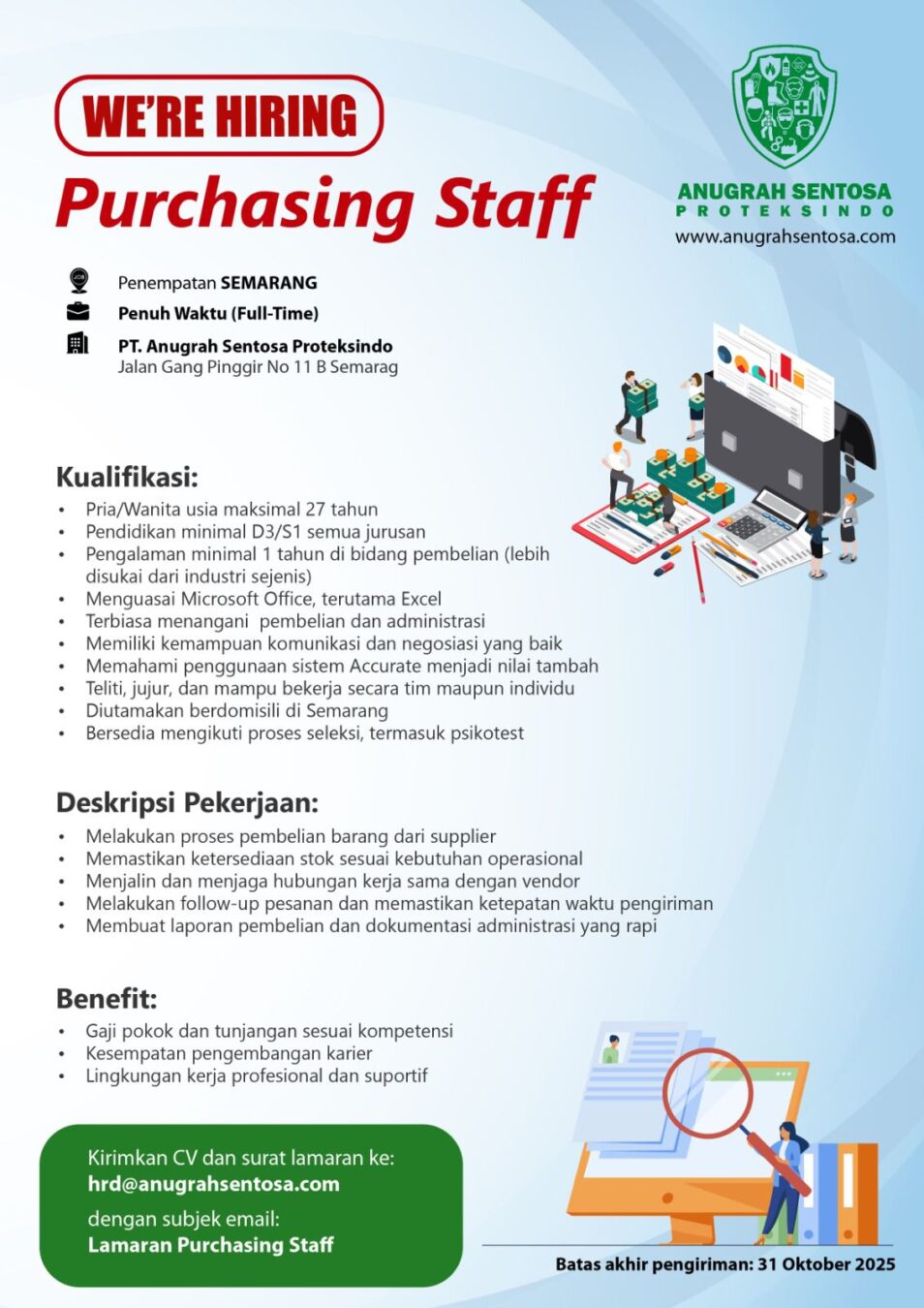 Lowongan Kerja Purchasing Staff di PT. Anugrah Sentosa Proteksindo ...