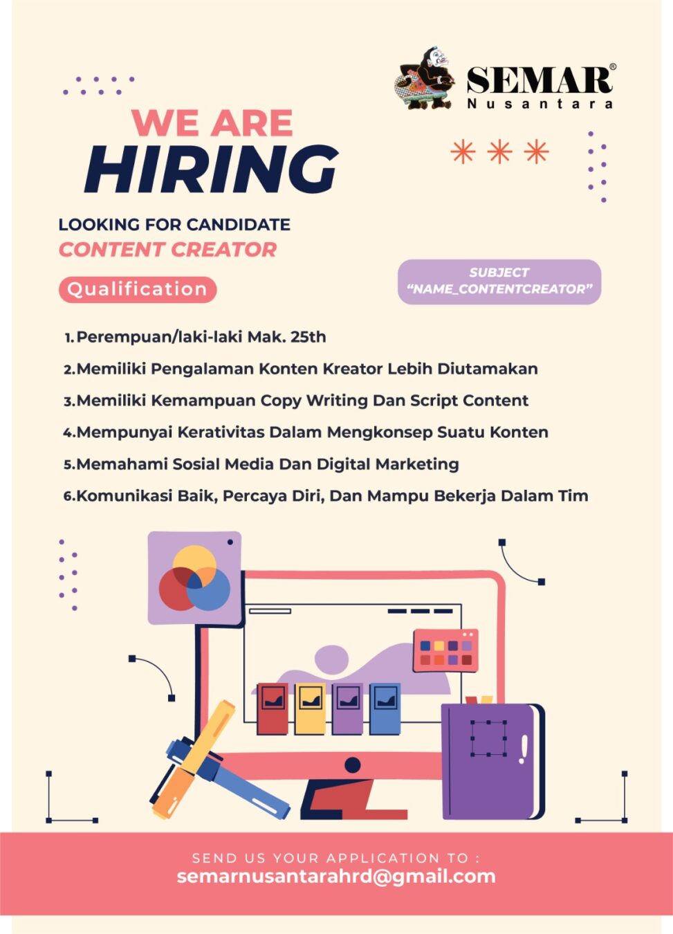 Lowongan Kerja Content Creator di Semar Nusantara - LokerSemar.id