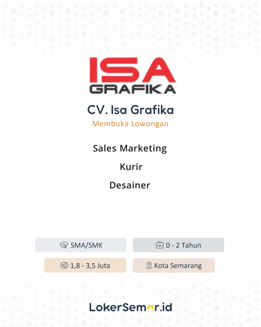 Lowongan Kerja Helper Driver - Sales Papan Bunga - Serabutan di CV. Isa ...
