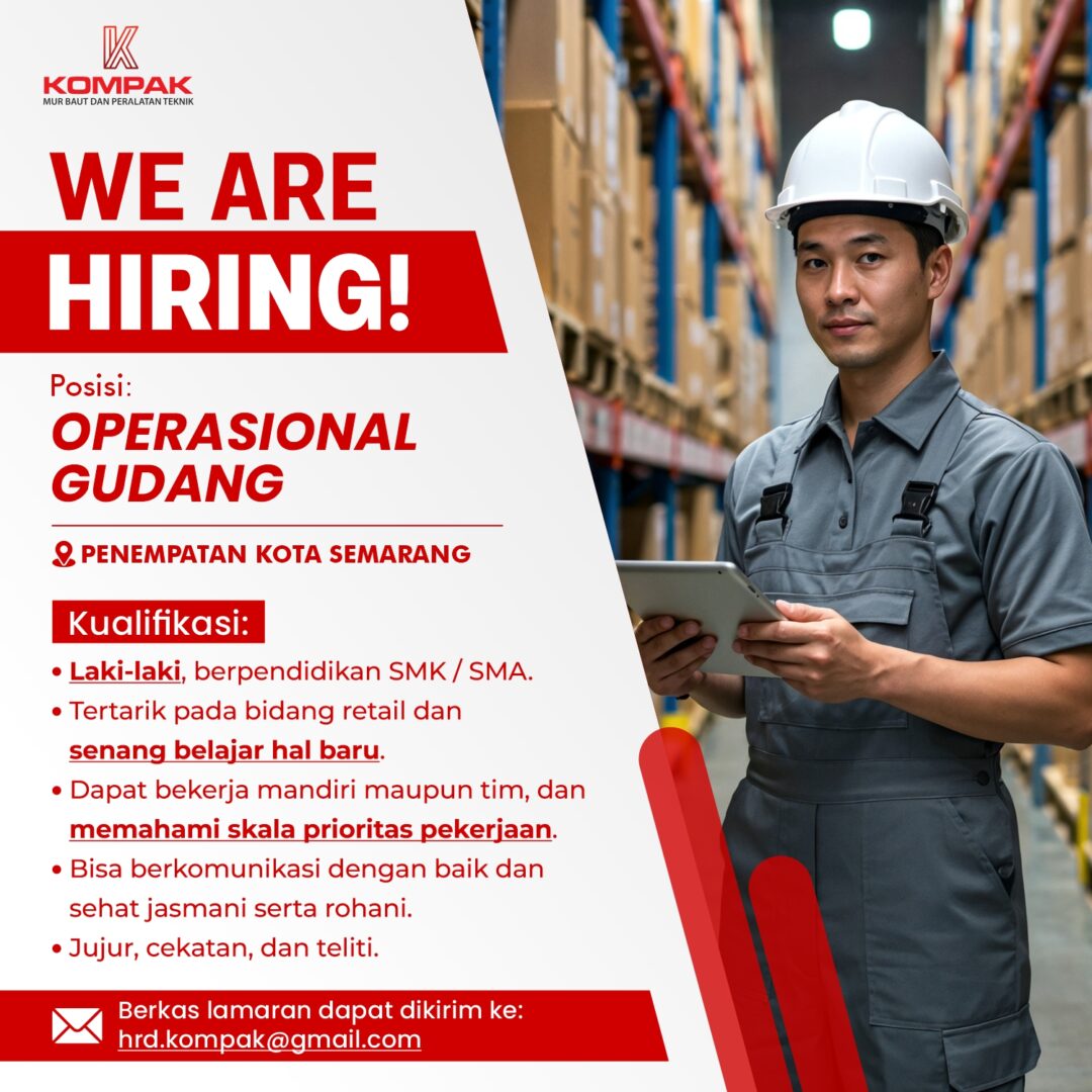 Lowongan Kerja Operasional Gudang di Kompak Mur Baut Teknik - LokerSemar.id