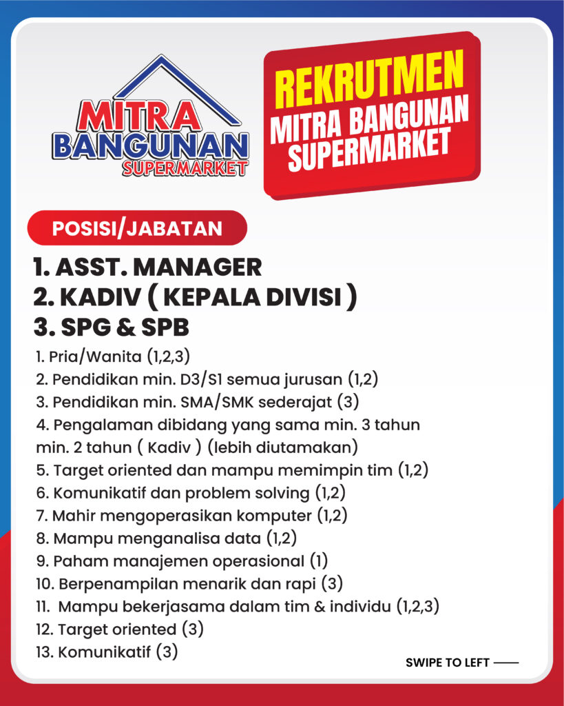 Lowongan Kerja Asst. Manager - Kadiv (Kepala Divisi) - SPG & SPB ...