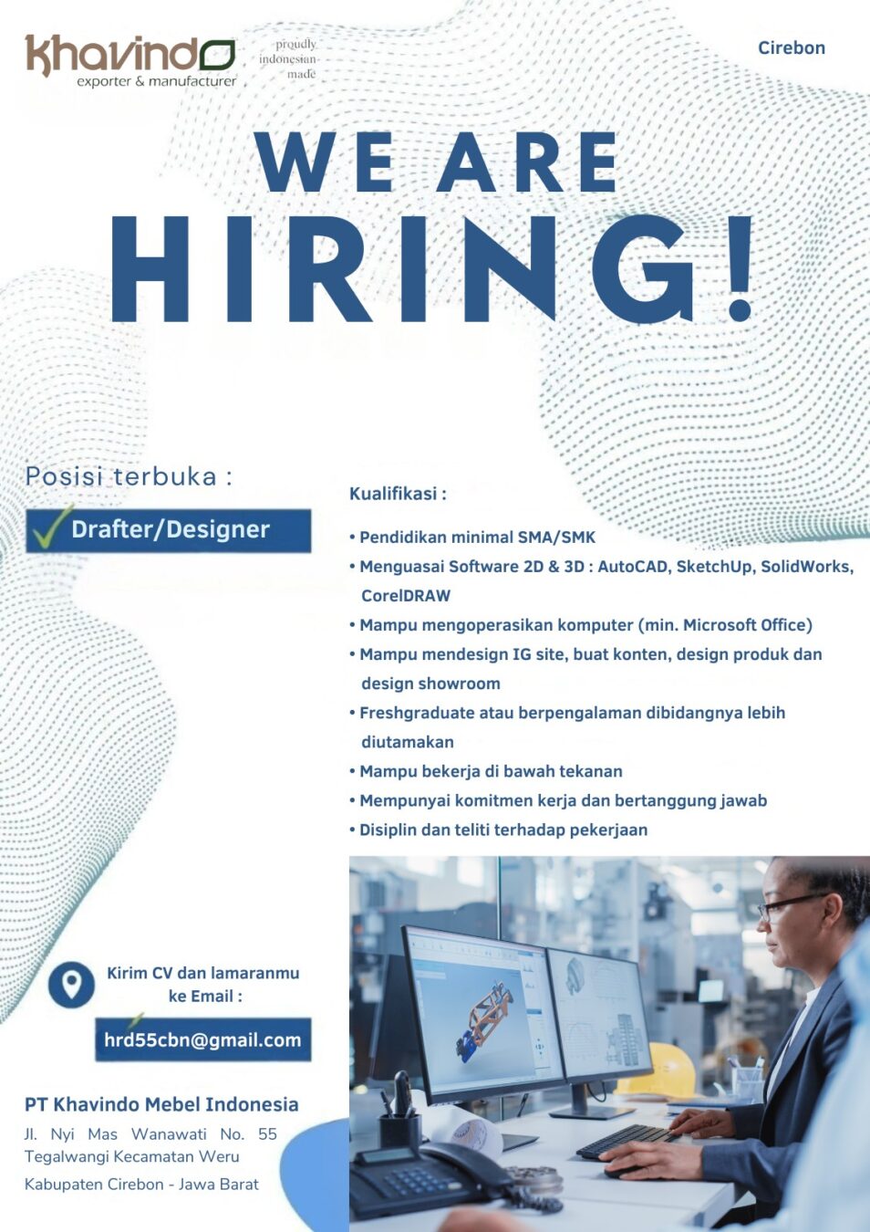 Lowongan Kerja Drafter/Designer - Mekanik - Kepala Produksi Kayu - QC & QA Kayu di PT. Khavindo ...