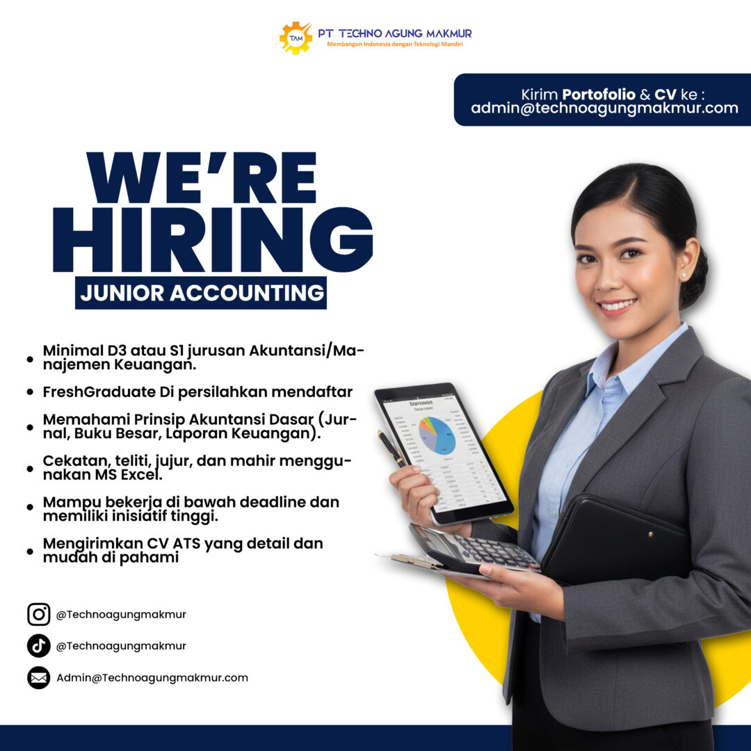 Lowongan Kerja Junior Accounting di PT. Techno Agung Makmur - LokerSemar.id