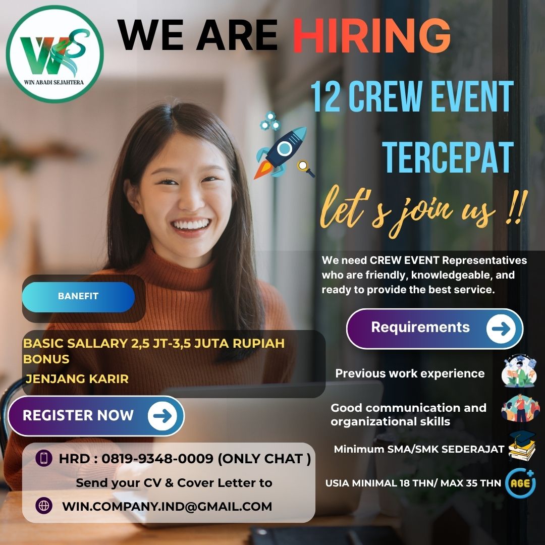 Lowongan Kerja Crew Event di PT. Win Abadi Sejahtera - LokerSemar.id