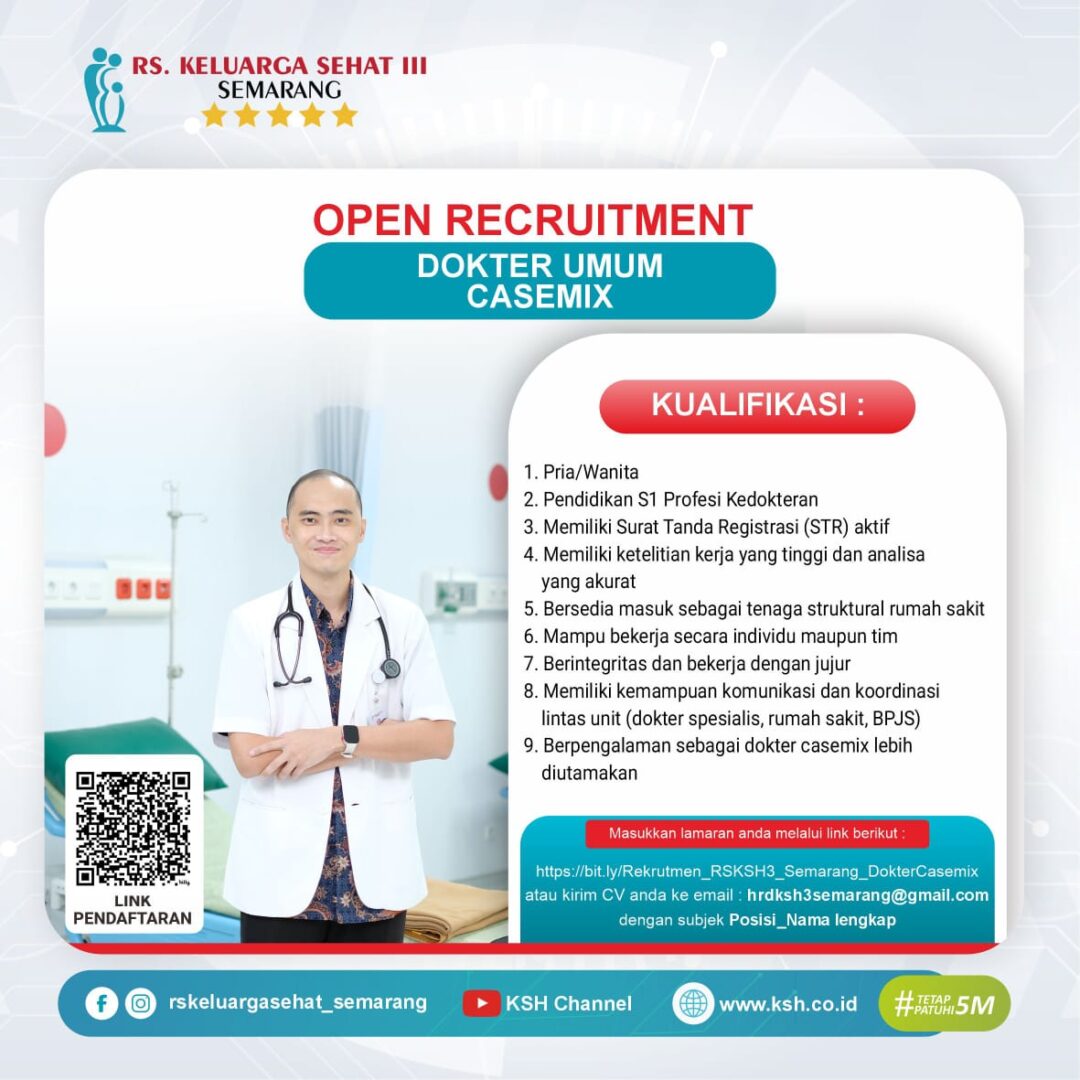 Lowongan Kerja Dokter Umum Casemix - Dokter Umum - Kepala IGD - Manager ...