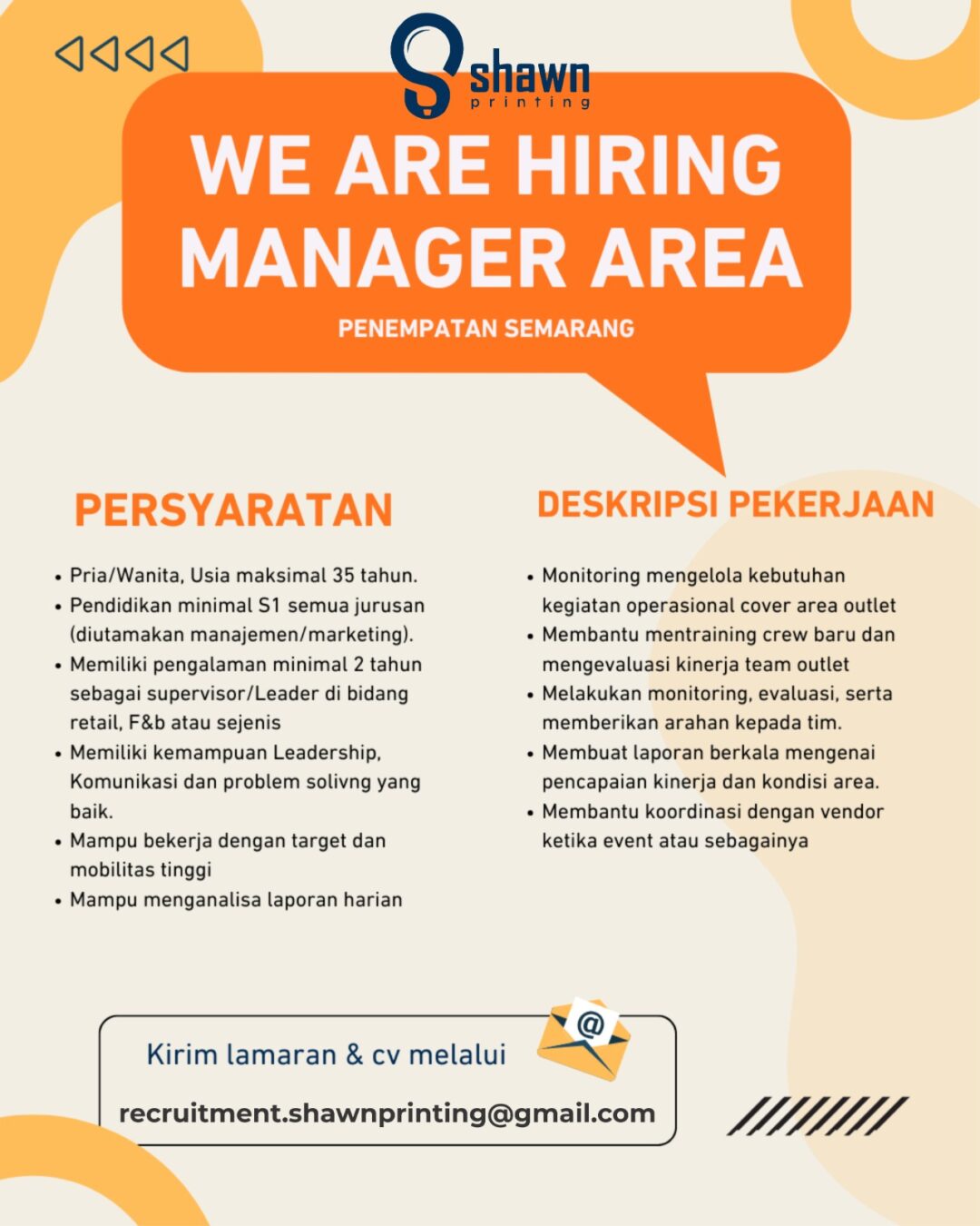 Lowongan Kerja Manager Area Food & Beverage - Staff Finance - Staff ...