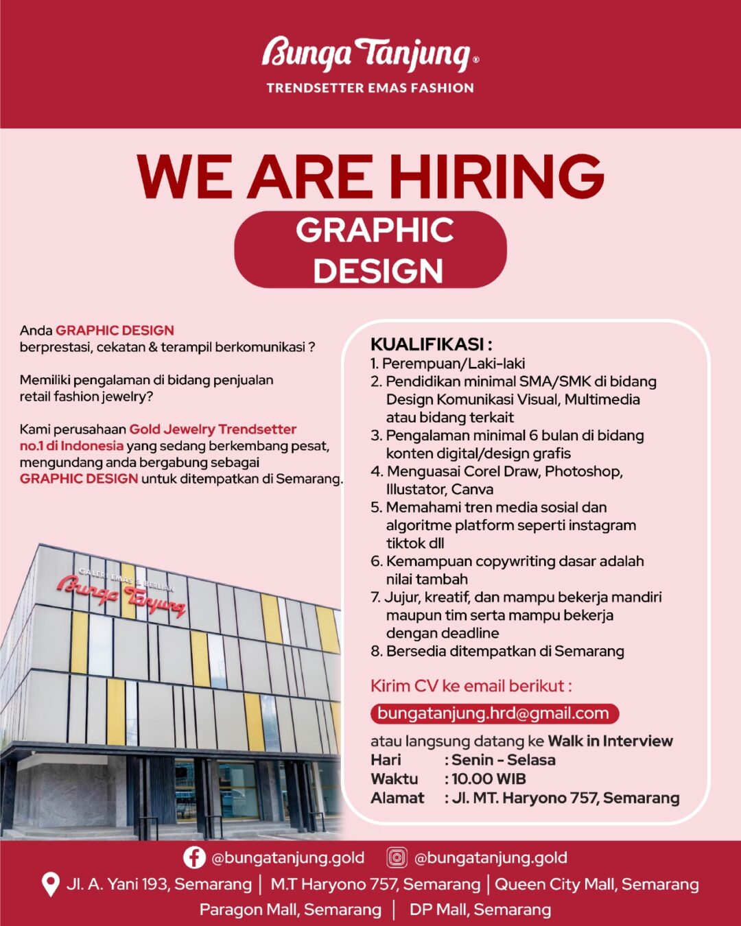 Lowongan Kerja Grafik Desain - SPG/B - Staff Administrasi di Bunga ...