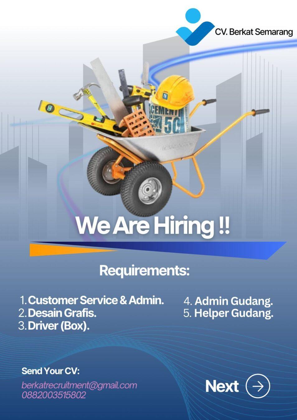 Lowongan Kerja Customer Service - Desain Grafis - Driver (Box) - Admin ...