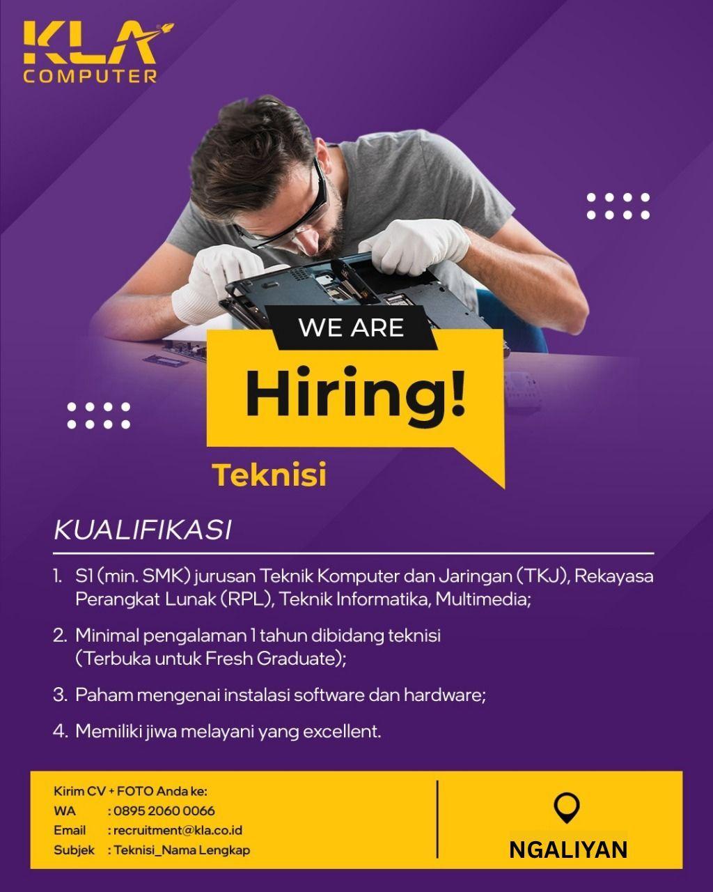 Lowongan Kerja Teknisi - Sales Store di KLA Computer (PT. KLA Teknologi ...