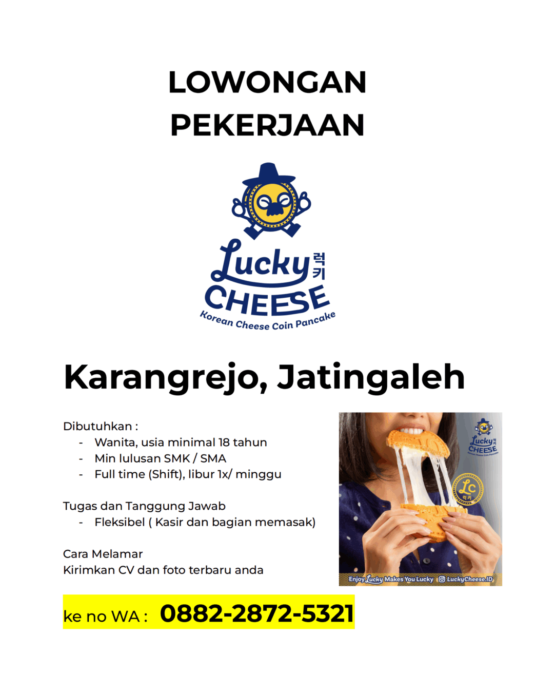 Lowongan Kerja Admin & Staff Masak di Lucky Cheese Karangrejo ...