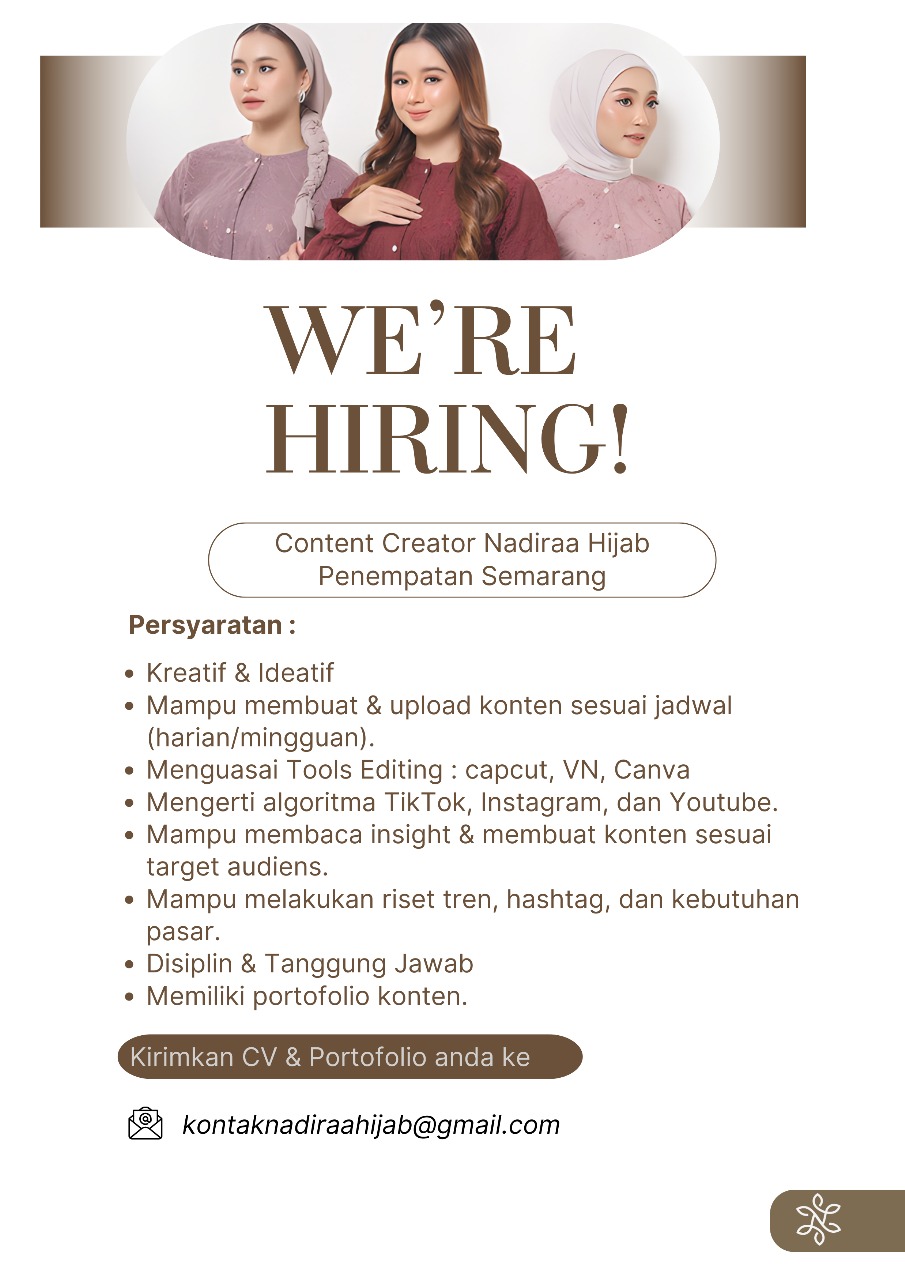 Lowongan Kerja Content Creator di Nadiraa Hijab Cab Semarang ...