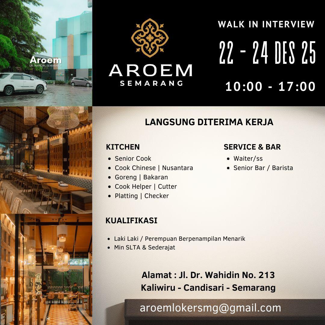 Lowongan Kerja Kitchen - Service & Bar di Resto Aroem - LokerSemar.id