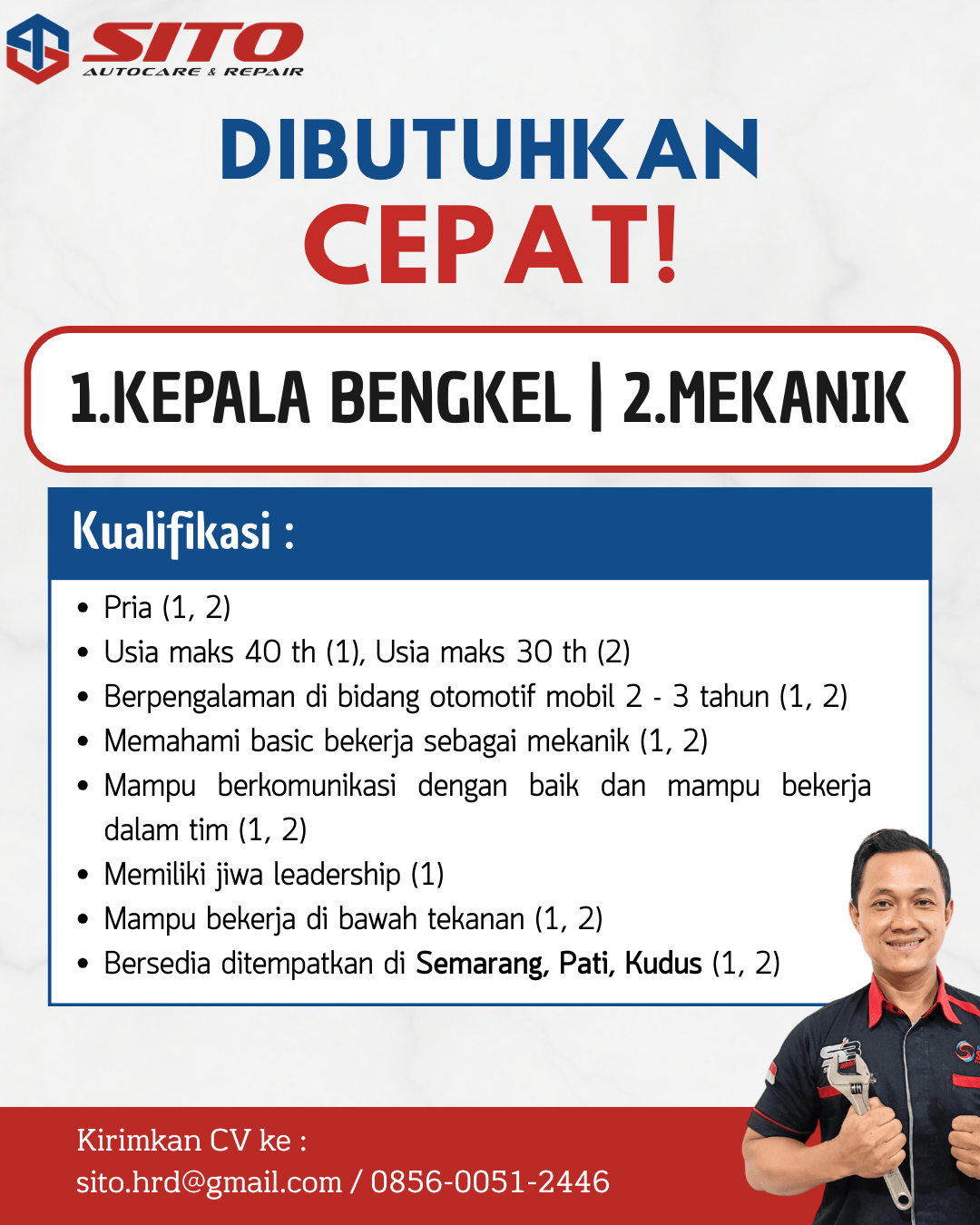 Lowongan Kerja Kepala Bengkel - Mekanik di Sinar Barito Autocare ...