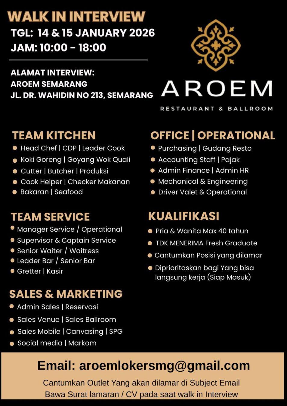 Lowongan Kerja Team Kitchen - Team Service - Sales & Marketing - Office ...