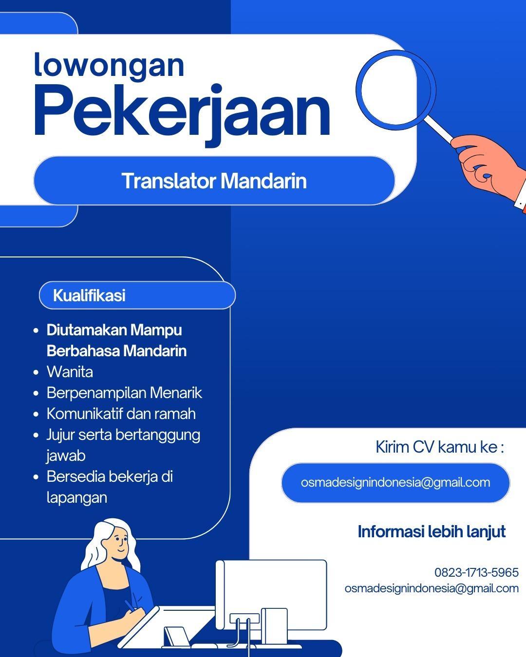 Lowongan Kerja Translator Mandarin di CV. Osto Era Baroe - LokerSemar.id