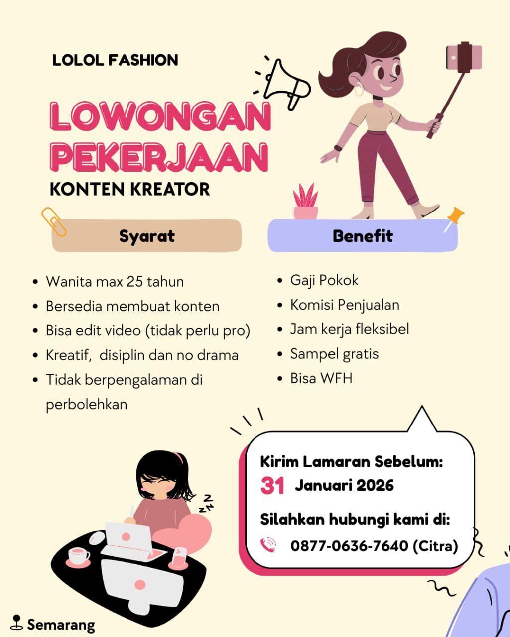 Lowongan Kerja Konten Kreator di Lolol Fashion (CV. Affiliate Makmur ...
