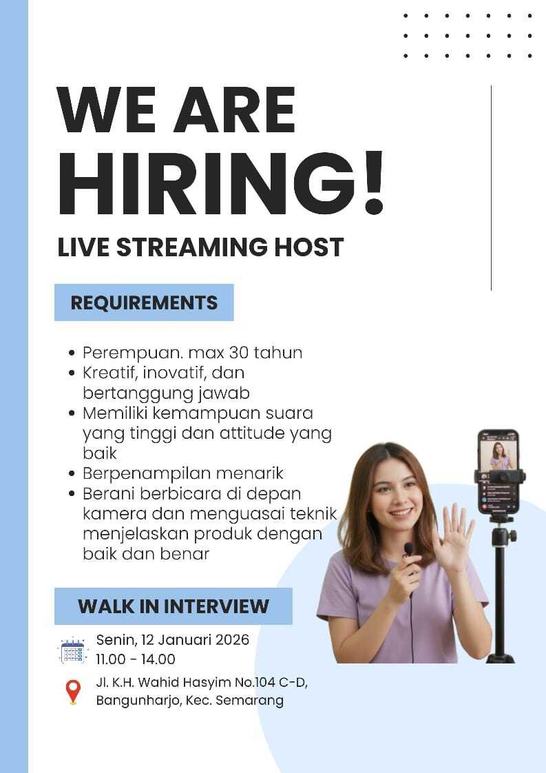 Lowongan Kerja Live Streaming Host - Supervisor di Mac Mohan Mode ...