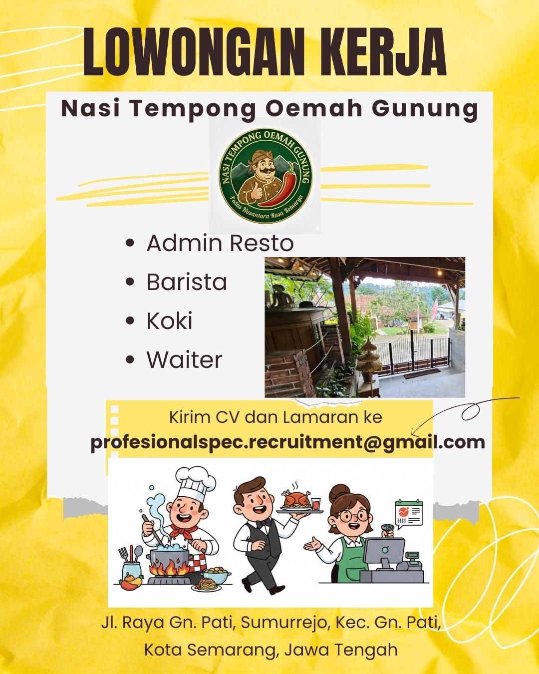 Lowongan Kerja Admin Resto - Barista - Koki - Waiter di Omah Gunung ...