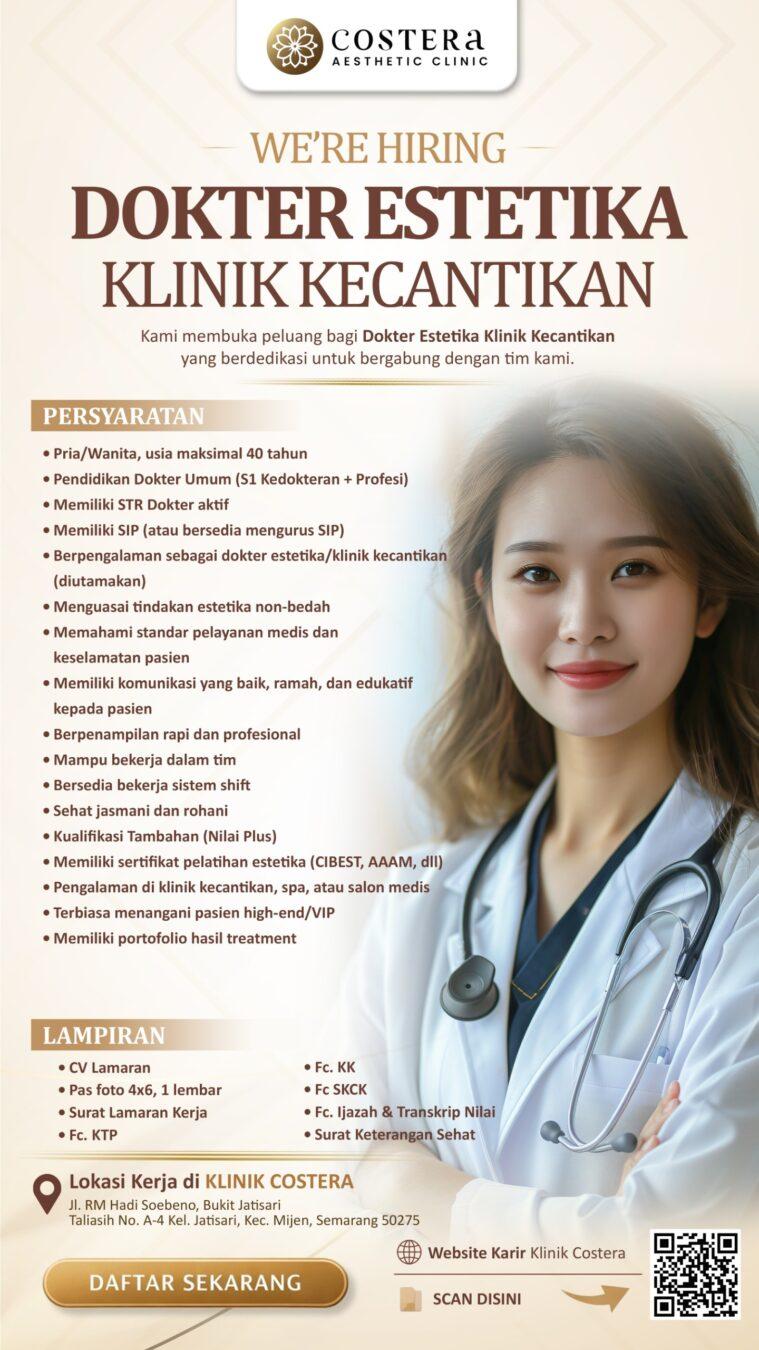 Lowongan Kerja Dokter Estetika - Perawat - Terapis - Front Office di PT ...