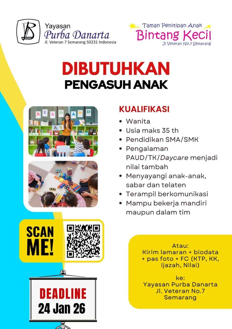 Lowongan Kerja Pengasuh Anak TPA Bintang Kecil di Yayasan Purba Danarta ...