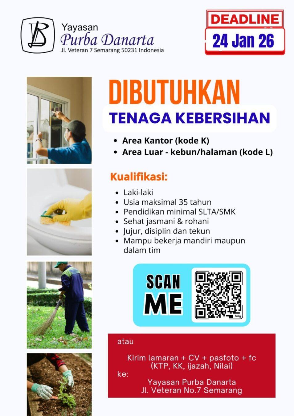Lowongan Kerja Tenaga Kebersihan di Yayasan Purba Danarta (YPD ...