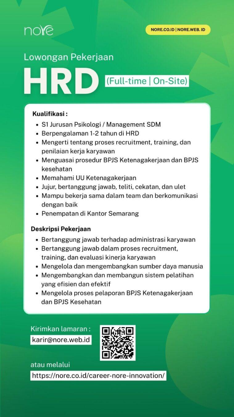 Lowongan Kerja HRD di CV. Nore Inovasi - LokerSemar.id