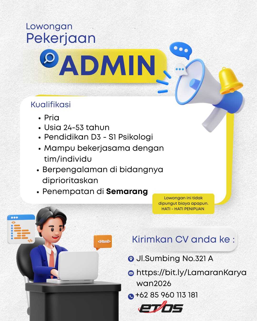 Lowongan Kerja Admin - Desain Grafis di PT. Etos Indonesia - LokerSemar.id