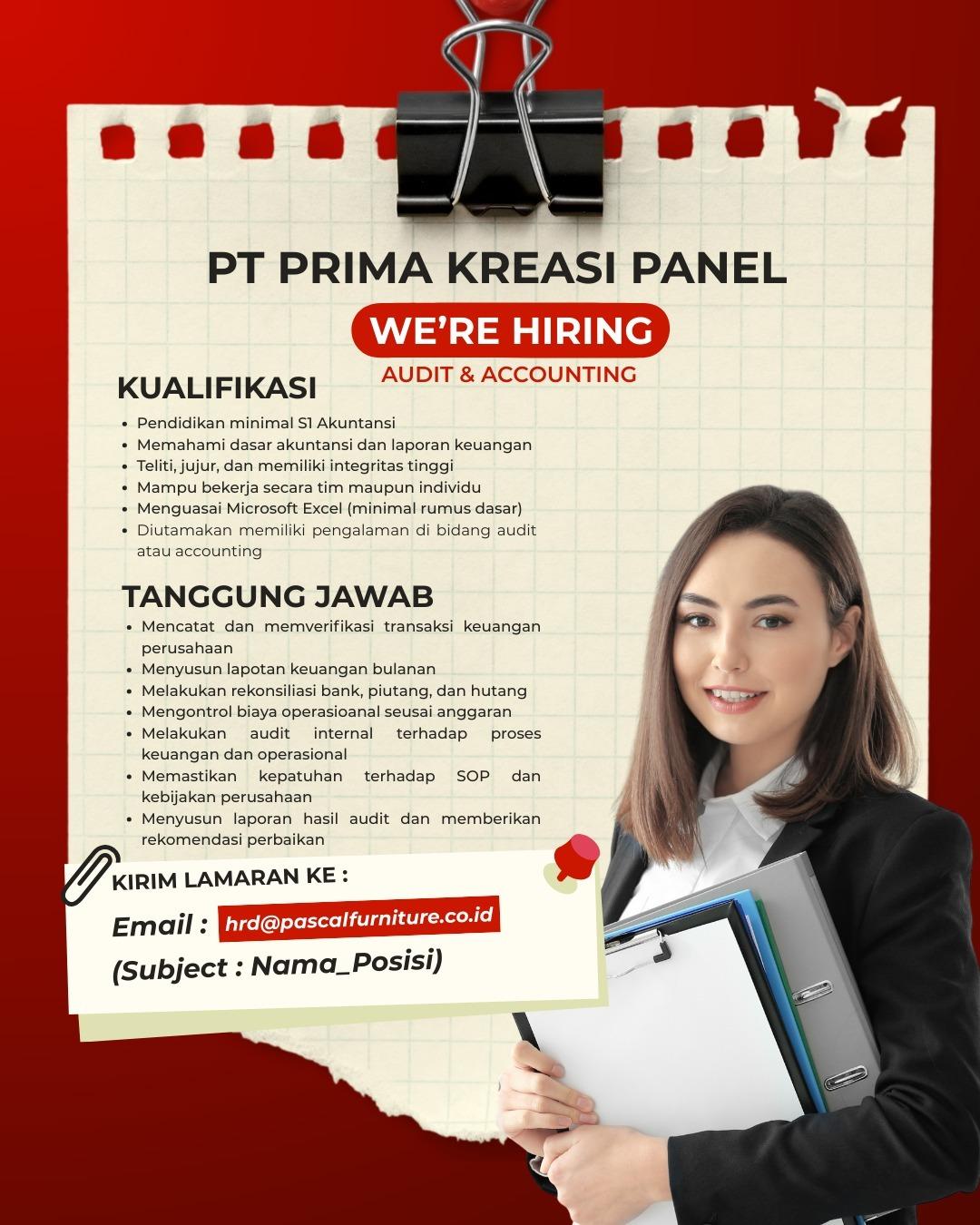 Lowongan Kerja Audit & Accounting di PT. Prima Kreasi Panel - LokerSemar.id