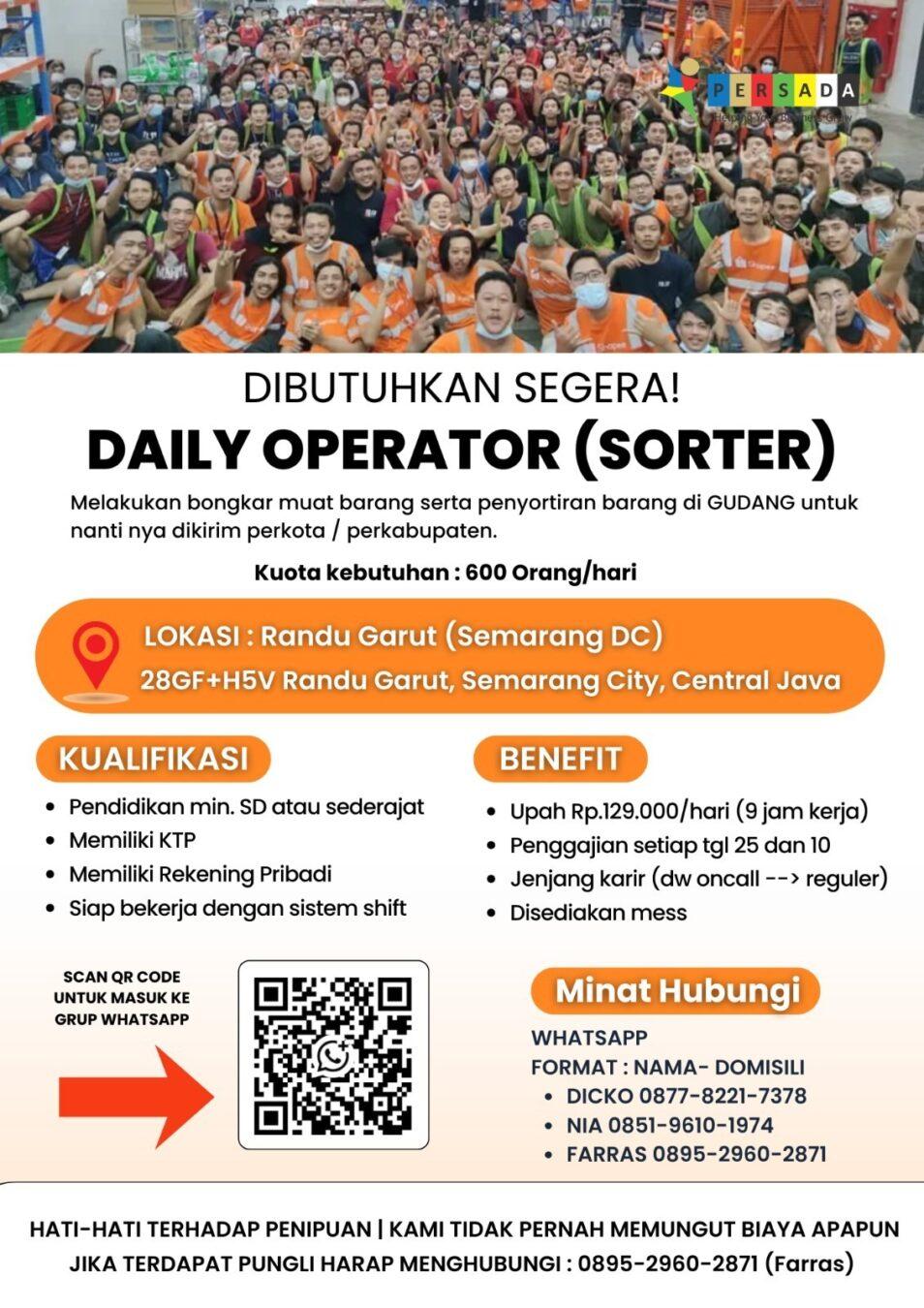 Lowongan Kerja Daily Operator (Sorter) di Personel Alih Daya Tbk ...